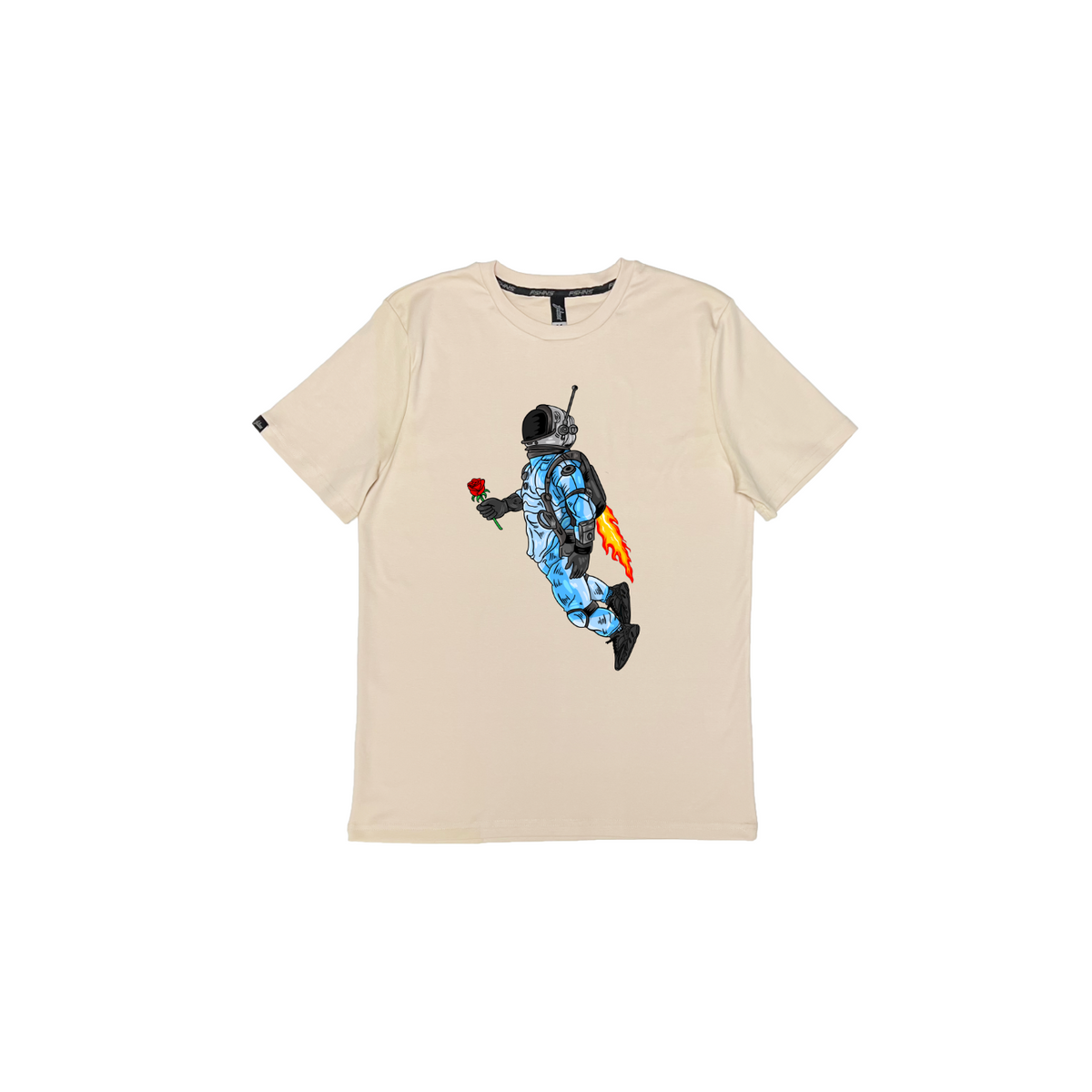 Big Astro Aqua Pima Tee | Sand | ASTRO SPACE (The Lover) – Fshns To Go